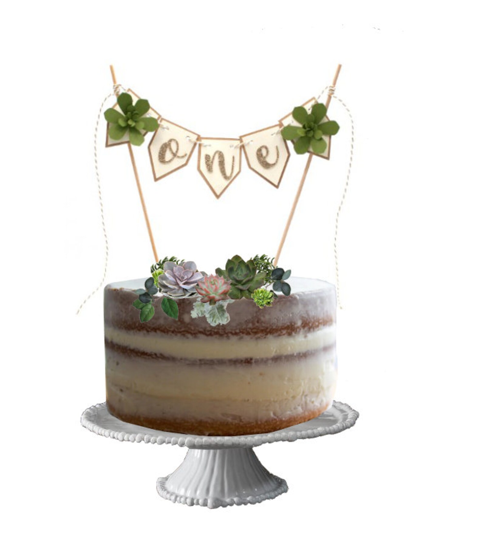 Succulent Cake Banner Greenery Decor First Birthday Garden Party ...