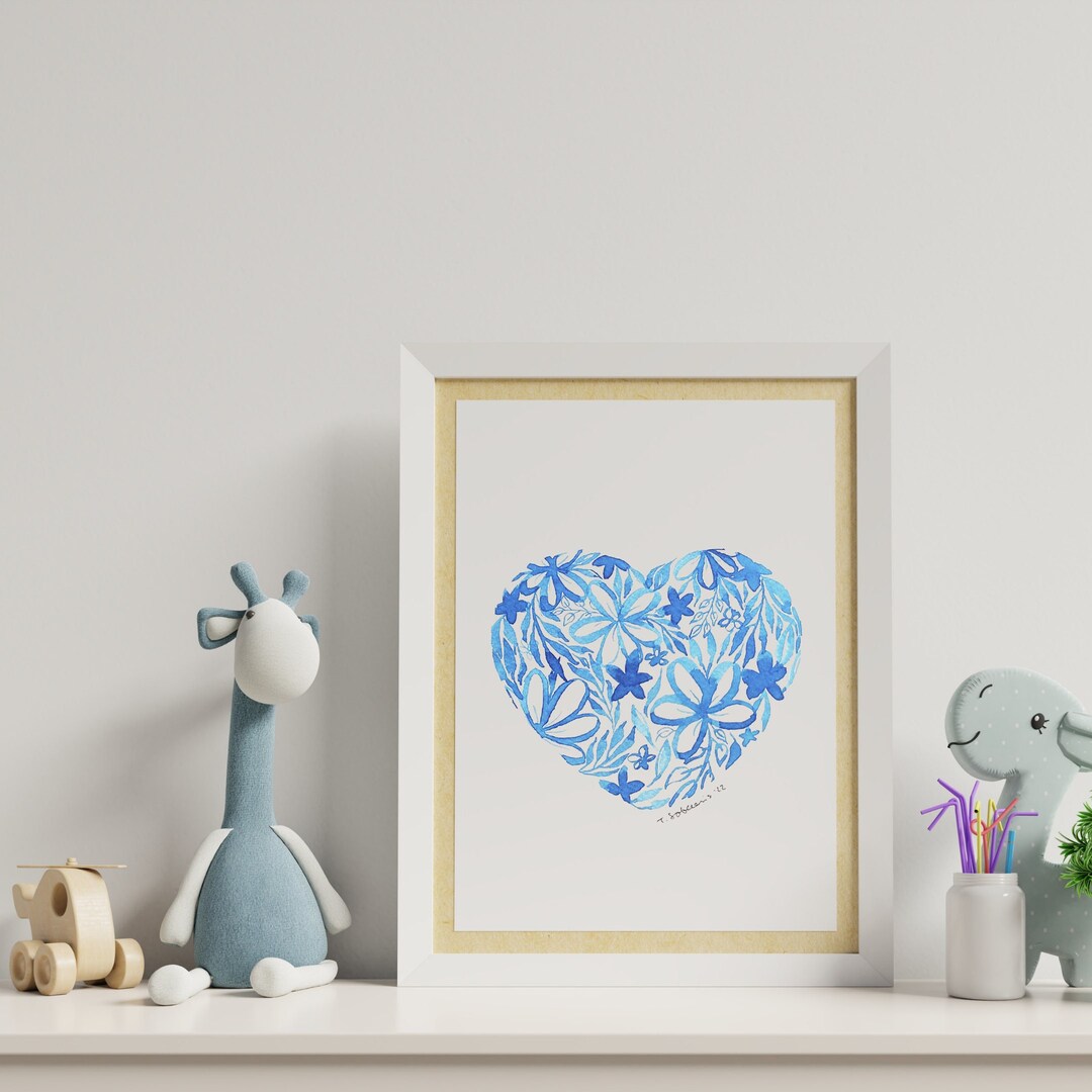 Blue Heart Printable Digital File - Etsy