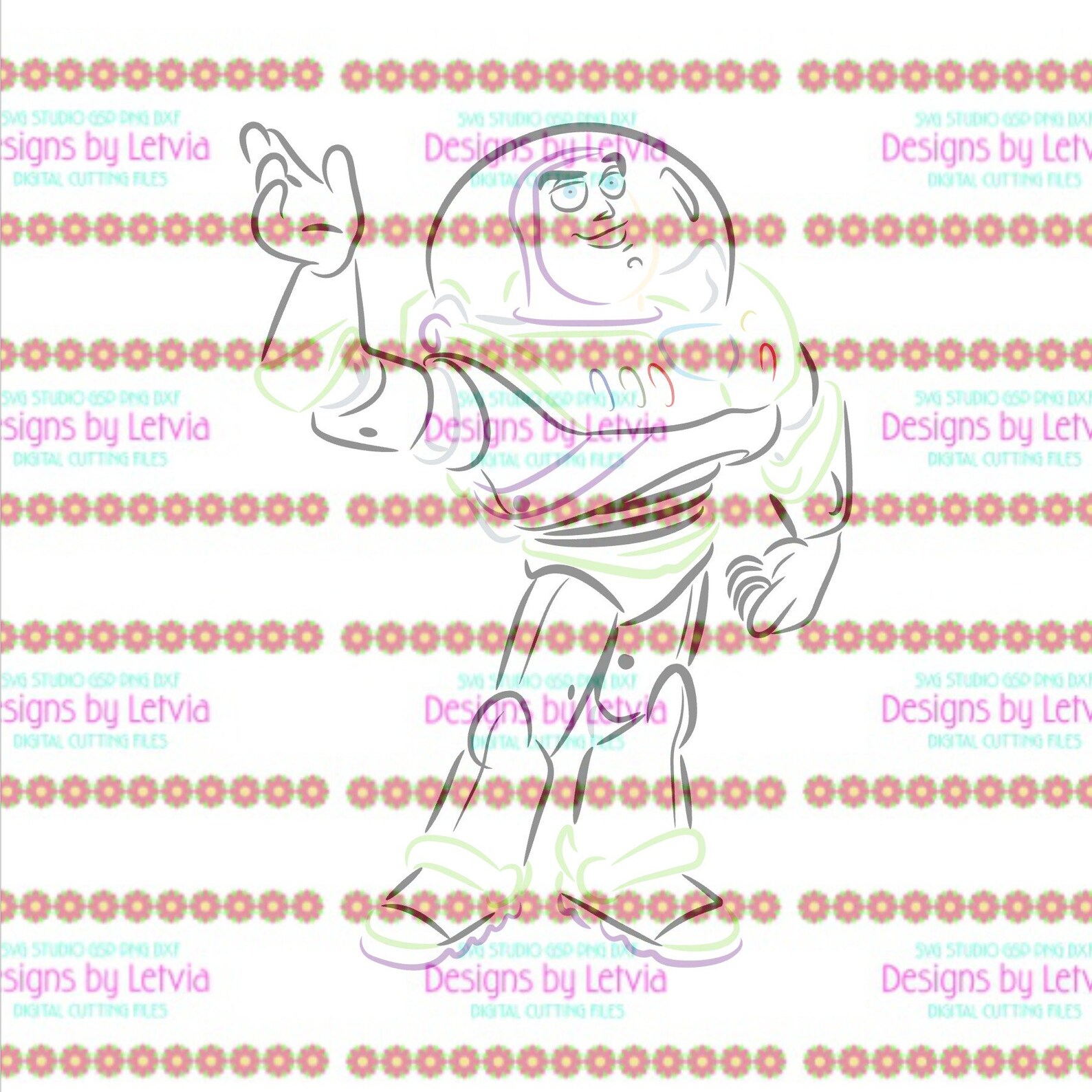 Buzz Lightyear Outline Layered SVG Digital Cut File | Etsy