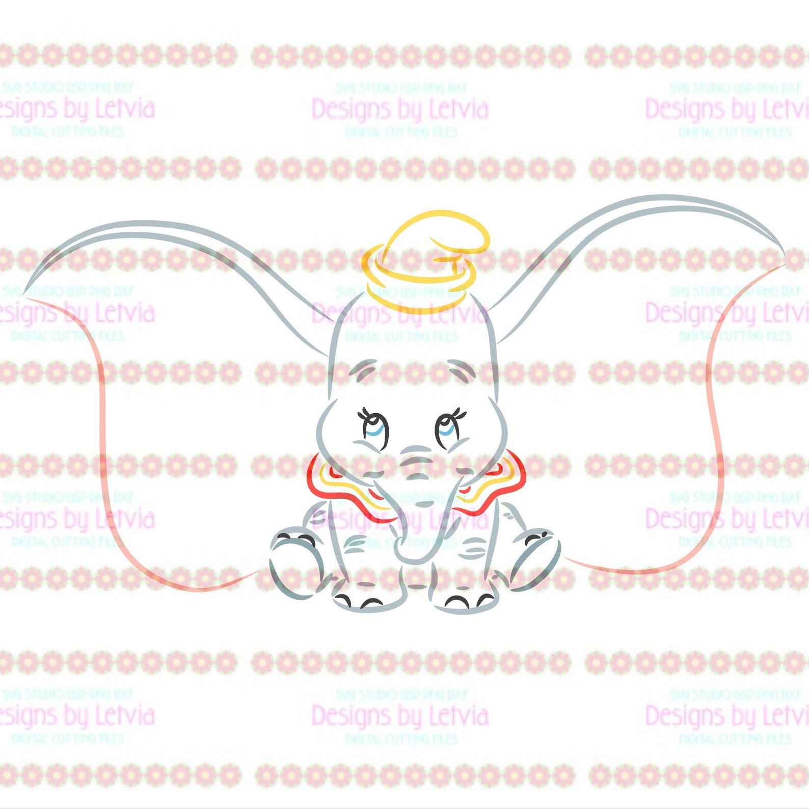 Dumbo Outline Layered SVG Digital Cut File - Etsy
