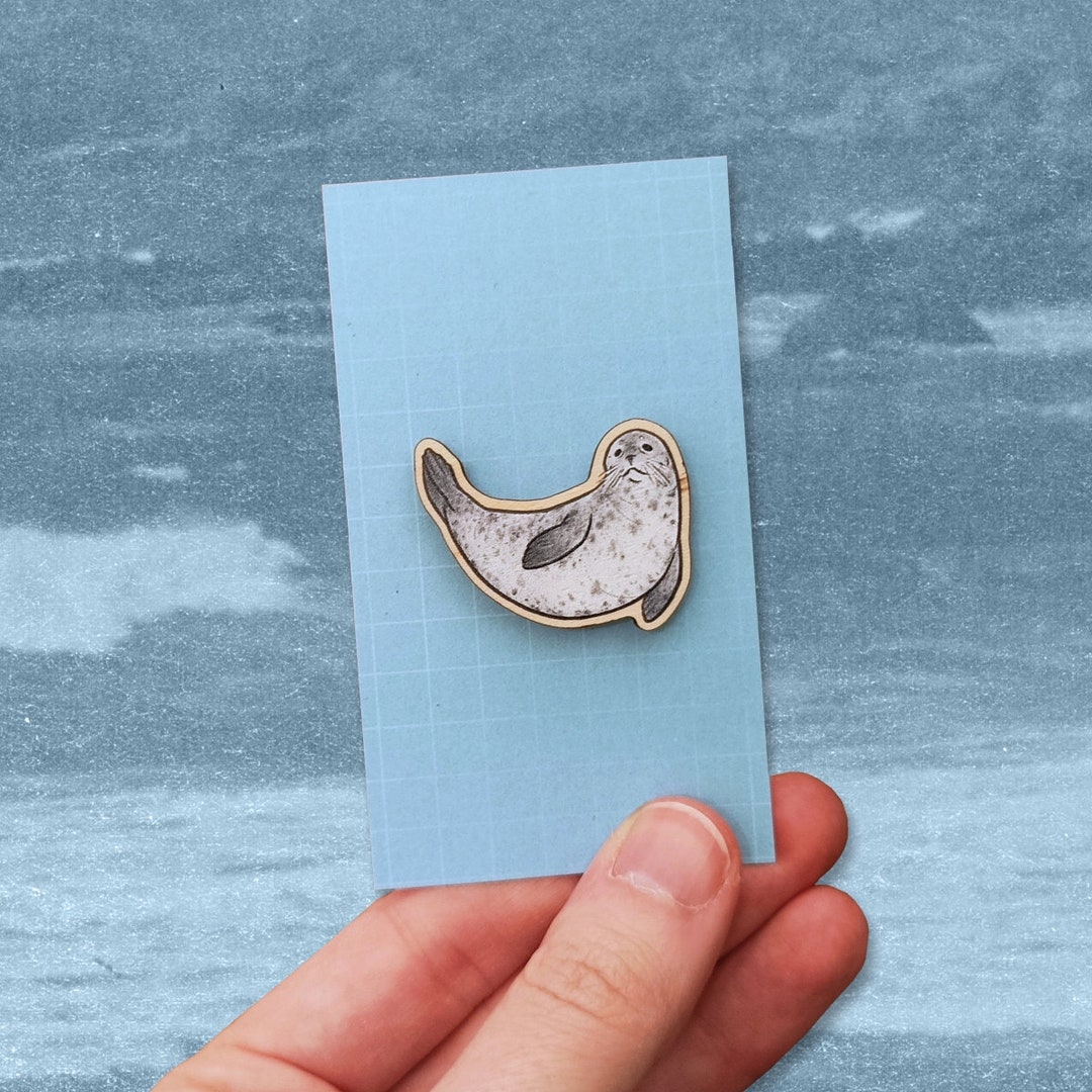 Harbor Seal Wooden Pin / Animal Pin - Etsy