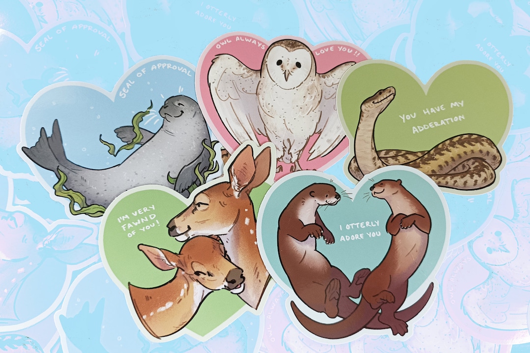 Animal Love Puns Cute Wildlife Vinyl Stickers - Etsy