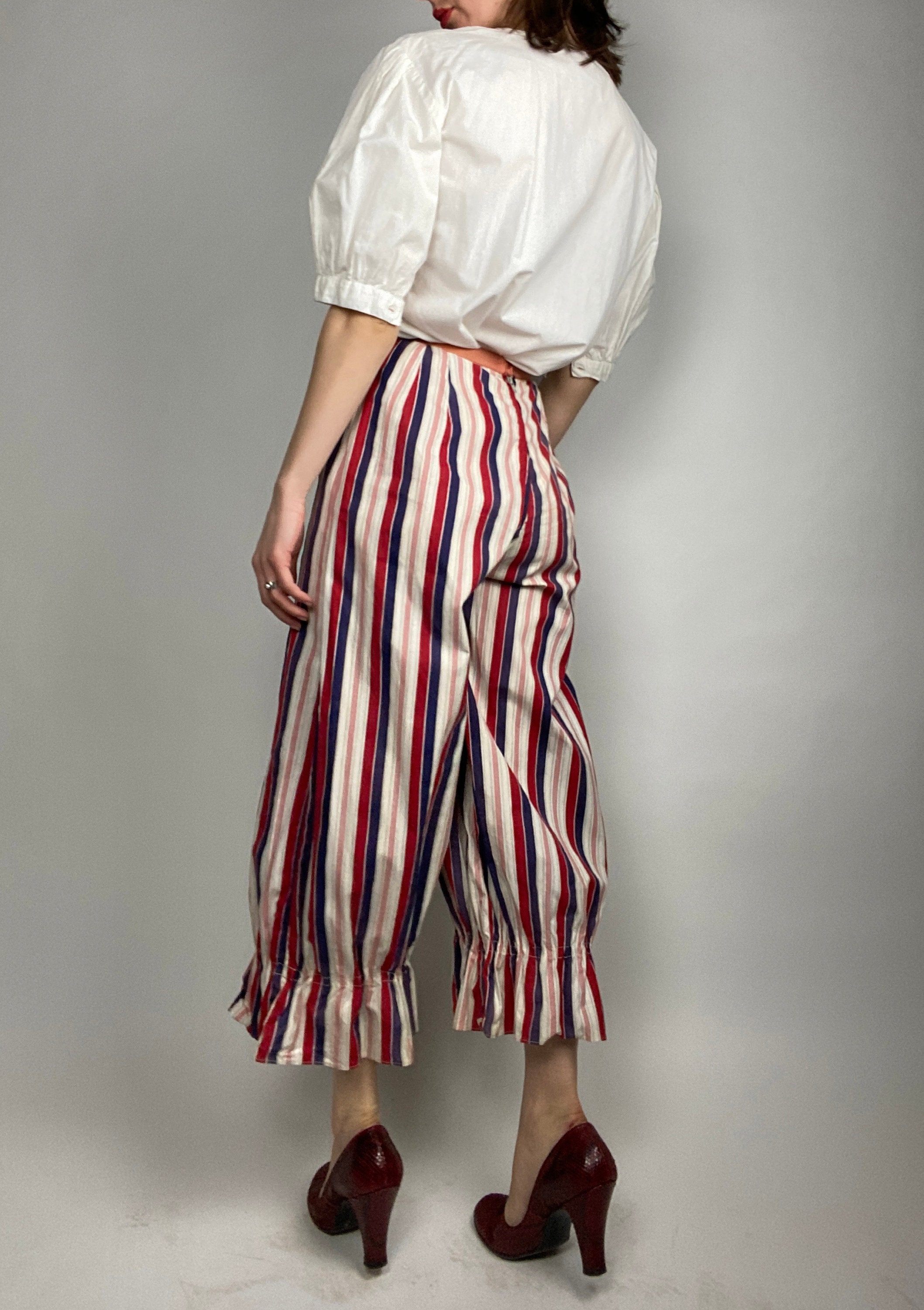 Antique Reproduction Purple Red and White Striped Bloomer - Etsy