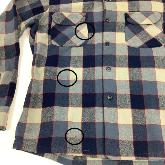 Vintage 1960s Pendleton Flap Pocket Loop Collar Blue … - Gem