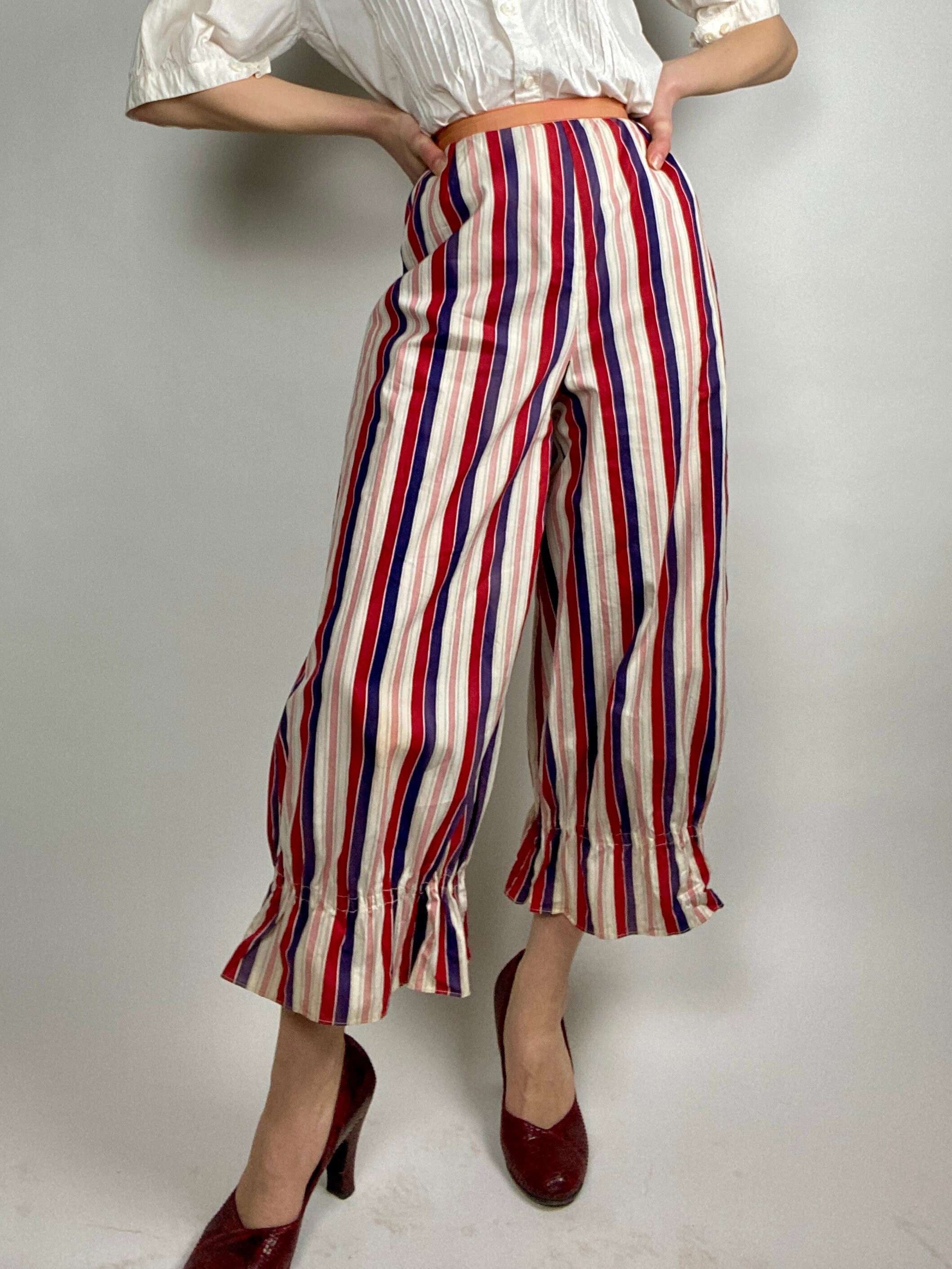 Antique Reproduction Purple Red and White Striped Bloomer - Etsy