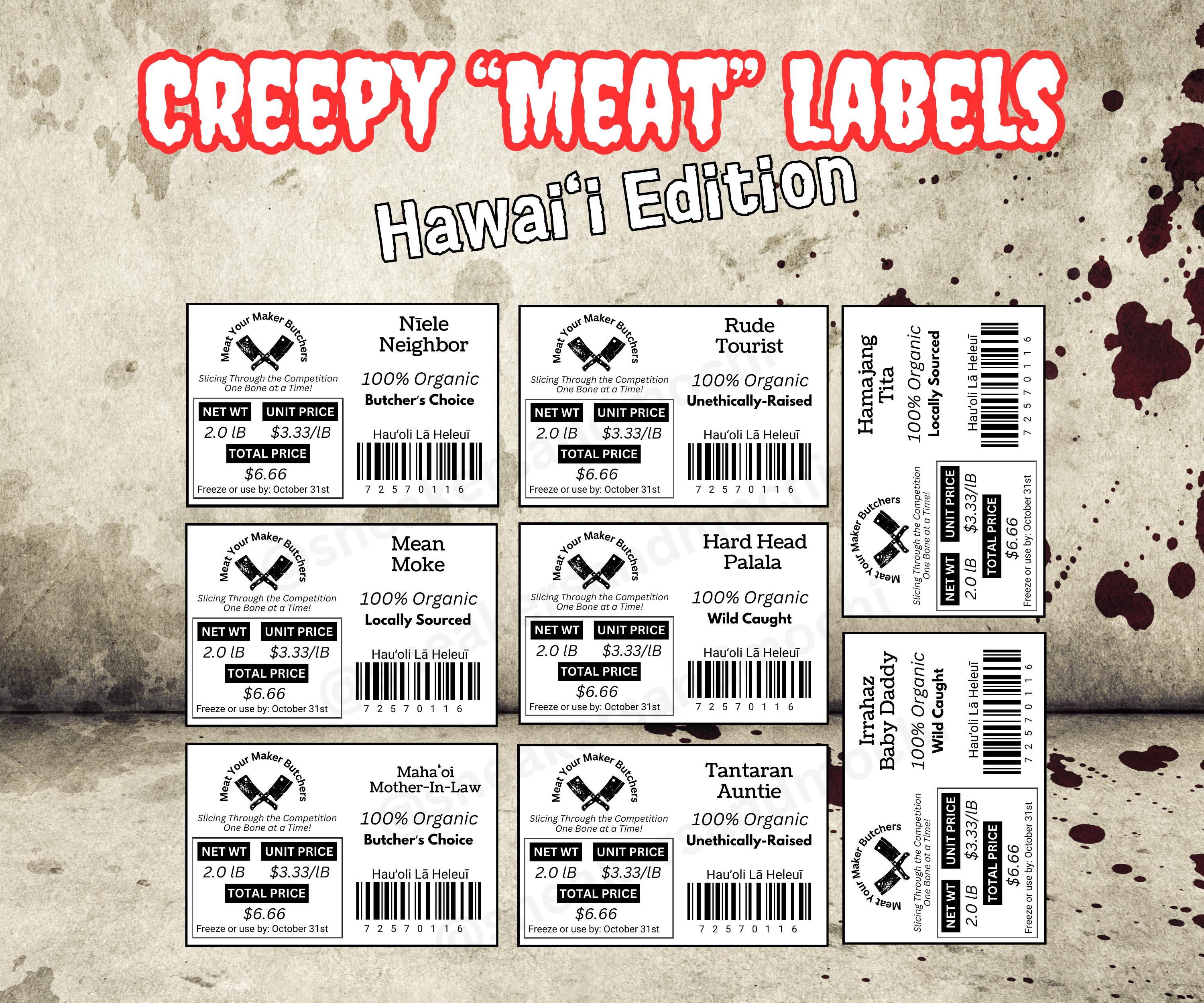 Creepy Halloween Treat Labels - Hawai'i Edition|parody| - Etsy