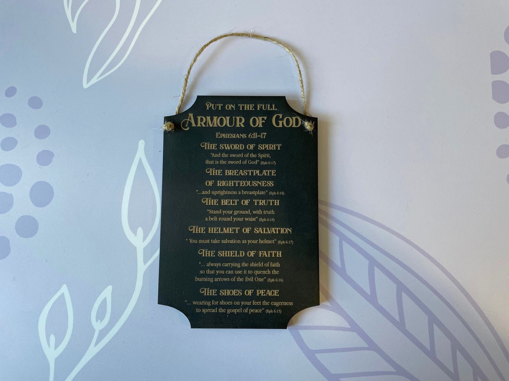 The Armour of God Laser Engraved Plaque Christian Gifts Religious Home ...