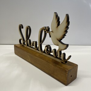 Shalom Wooden Laser Engraved Free Standing - Home Decor - Dove - Peace ...