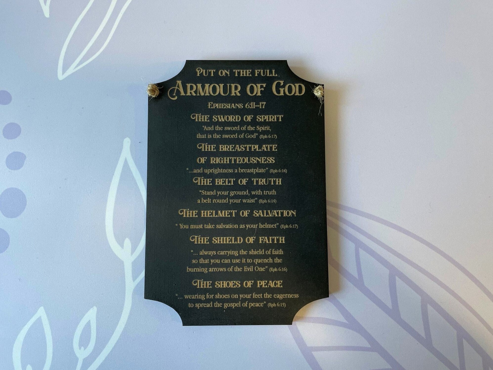 The Armour of God Laser Engraved Plaque Christian Gifts Religious Home ...