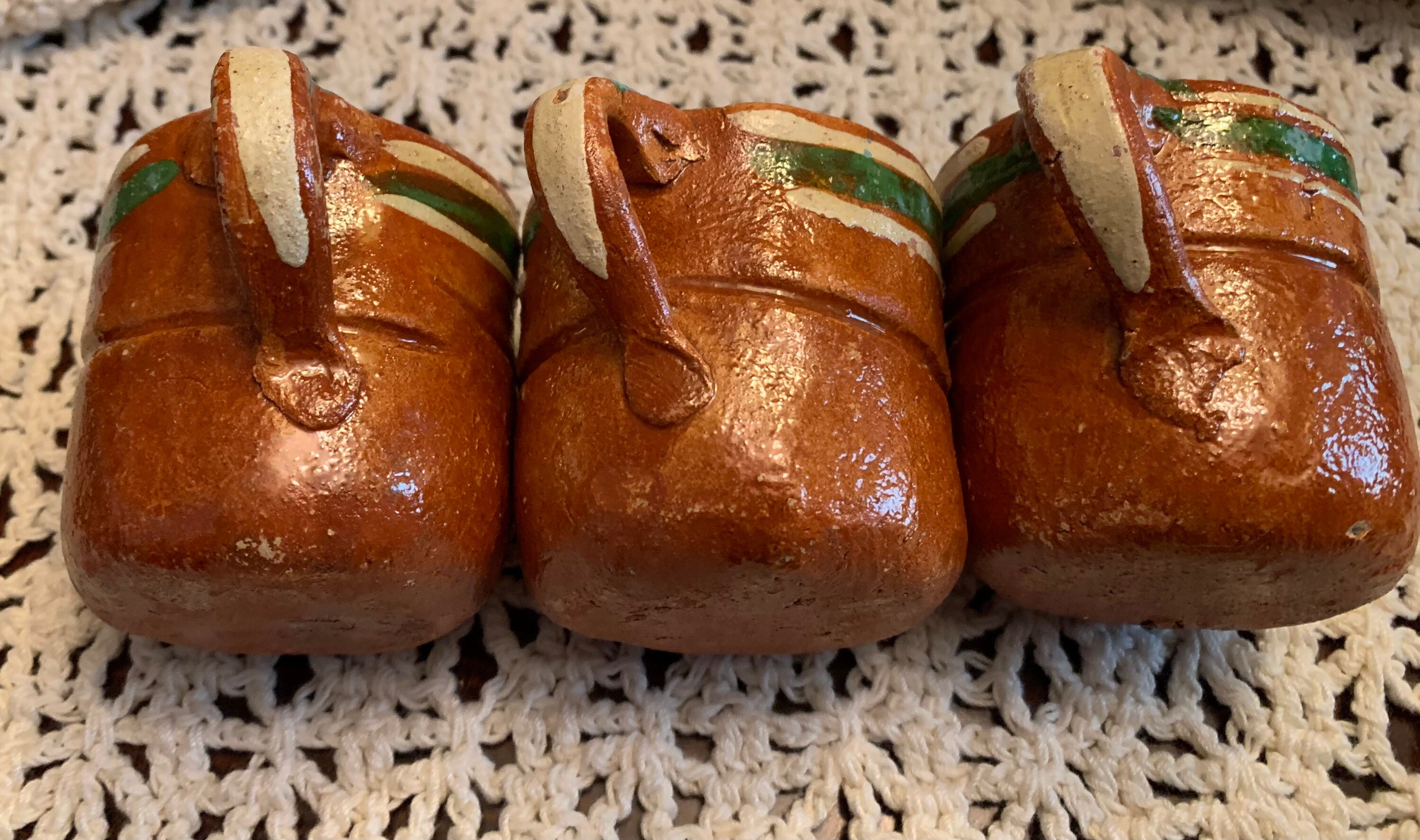 Redware Mugs Green Slip Yellow Slip Decoration Red Clay Set of 3 - Etsy