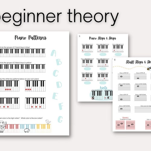 Piano Black Key Beginner Worksheet Piano Lessons Usletter - Etsy