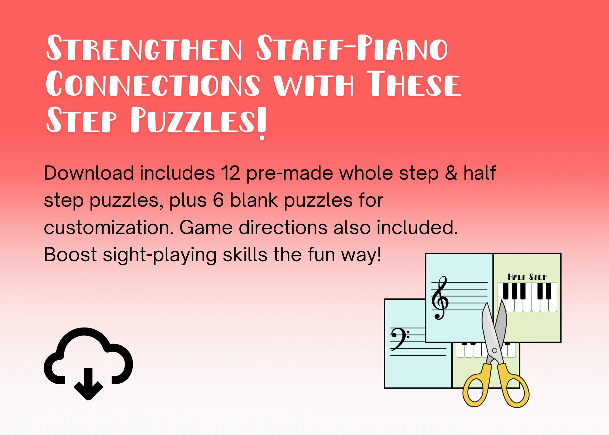 Whole Step & Half-step Puzzles | Sight-playing Booster | Staff-piano ...