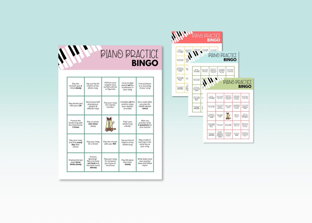 Piano Practice Bingo | Take-home Practice Charts - Etsy