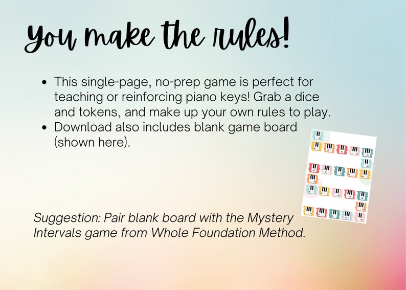 Piano Key Journey | Make Your Own Rules! - Etsy