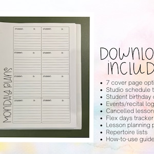 Piano Teacher Lesson Planner & Studio Organizer - Etsy