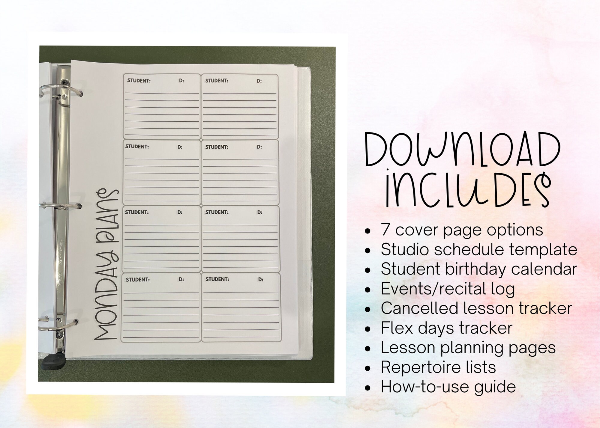 Piano Teacher Lesson Planner & Studio Organizer - Etsy