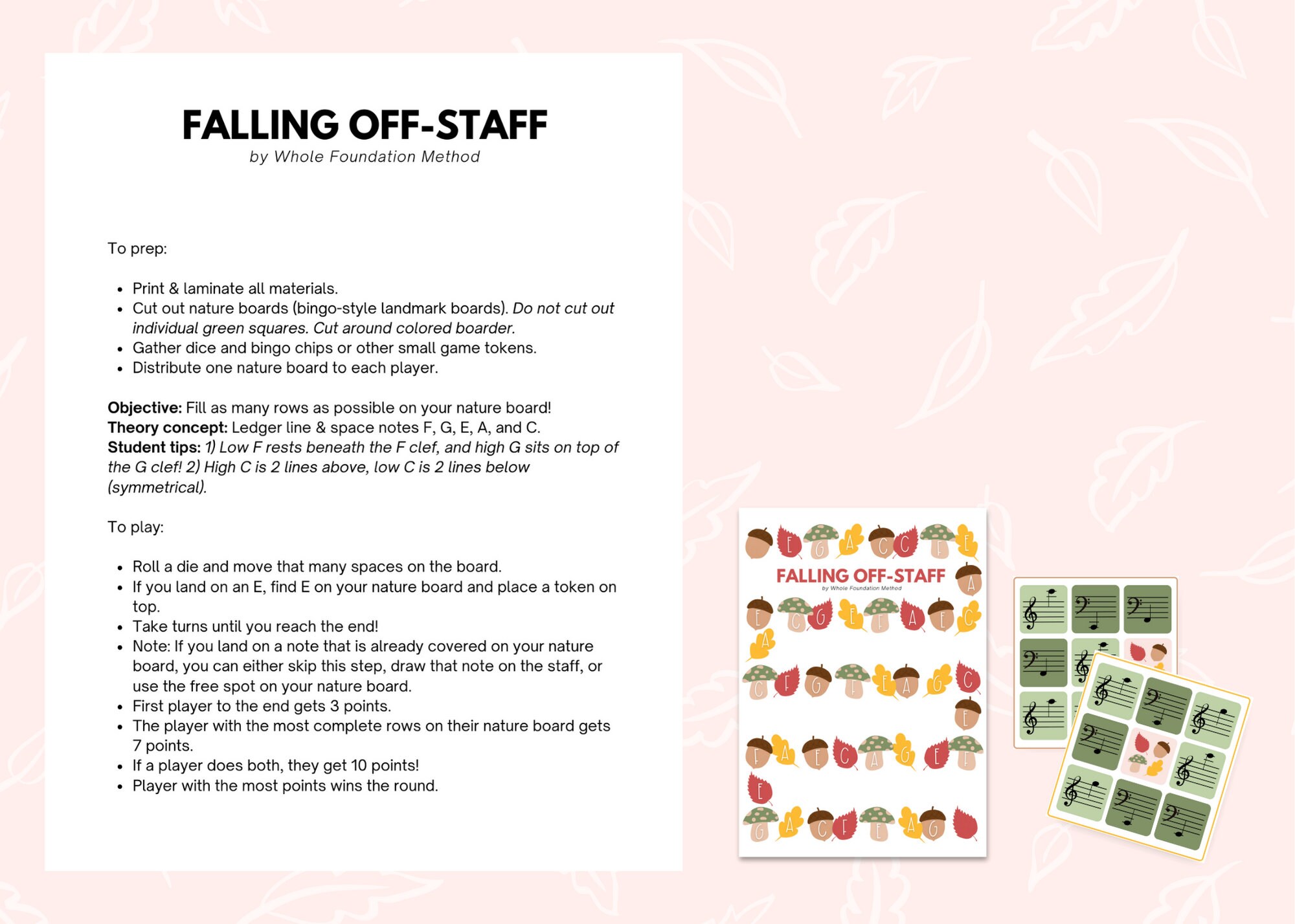 Falling Off-staff | Landmark Game for High & Low Notes - Etsy