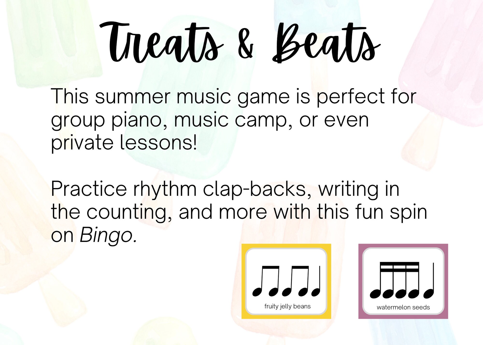 Treats & Beats Summer Rhythm Bingo - Etsy