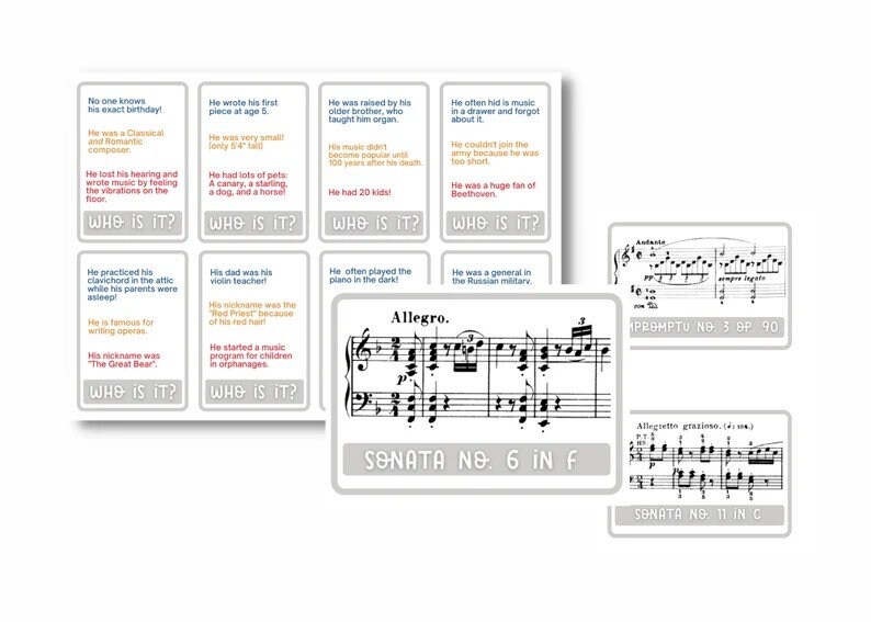 Composer BUNDLE [trivia Cards & Worksheets] - Etsy