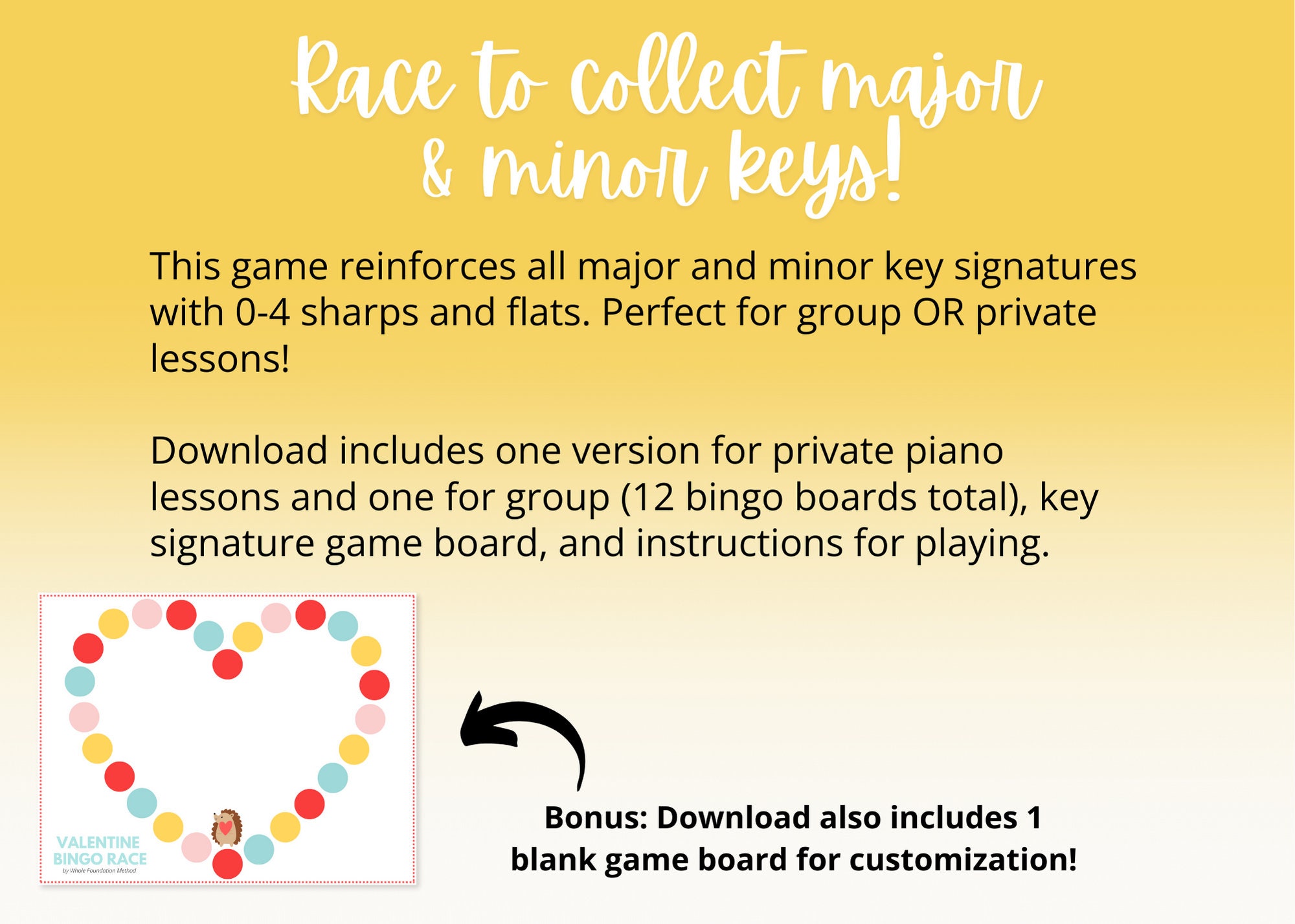 Valentine Bingo Race Major & Minor Key Signature Game - Etsy