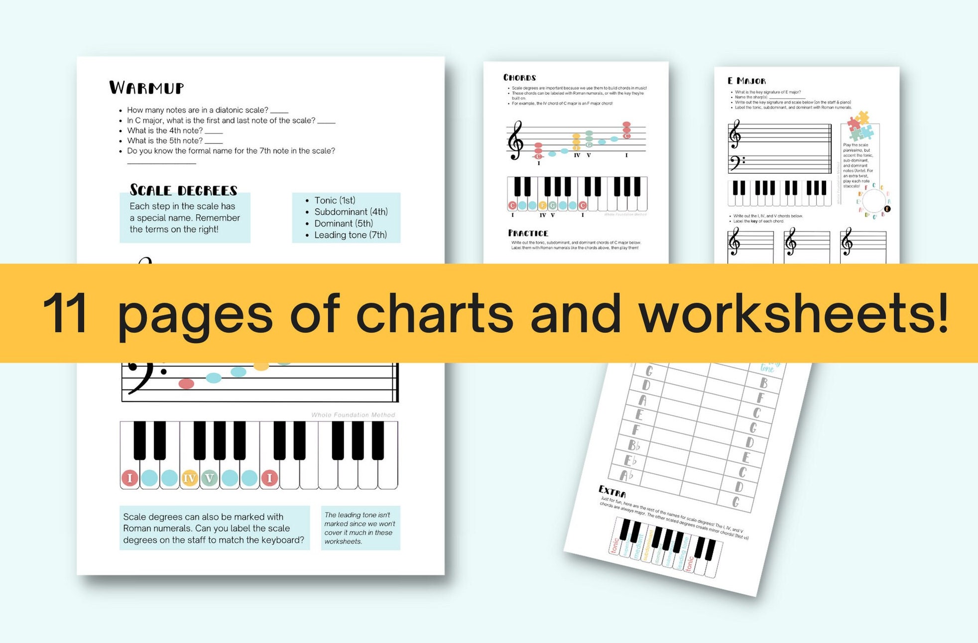Scale Degrees & Primary Chords Worksheets - Etsy