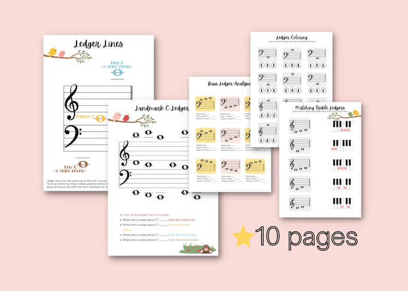 Intro to Ledger Lines | Worksheets - Etsy