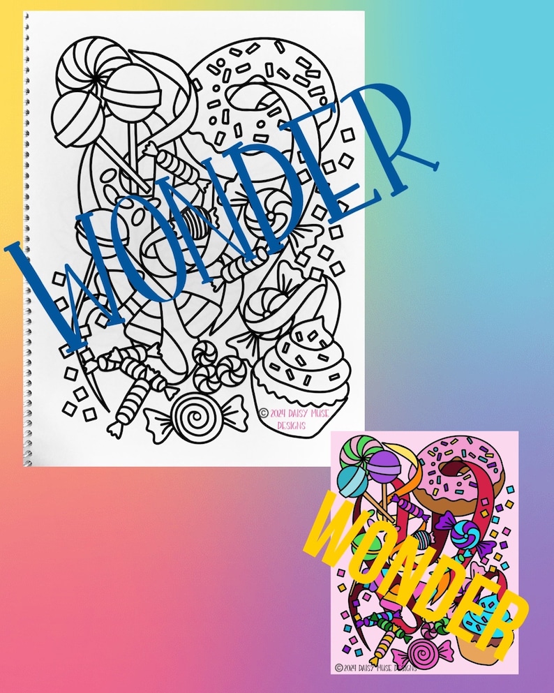 Wonder, Spiral Bound Adult Coloring Book, Hand Drawn, Single Sided ...