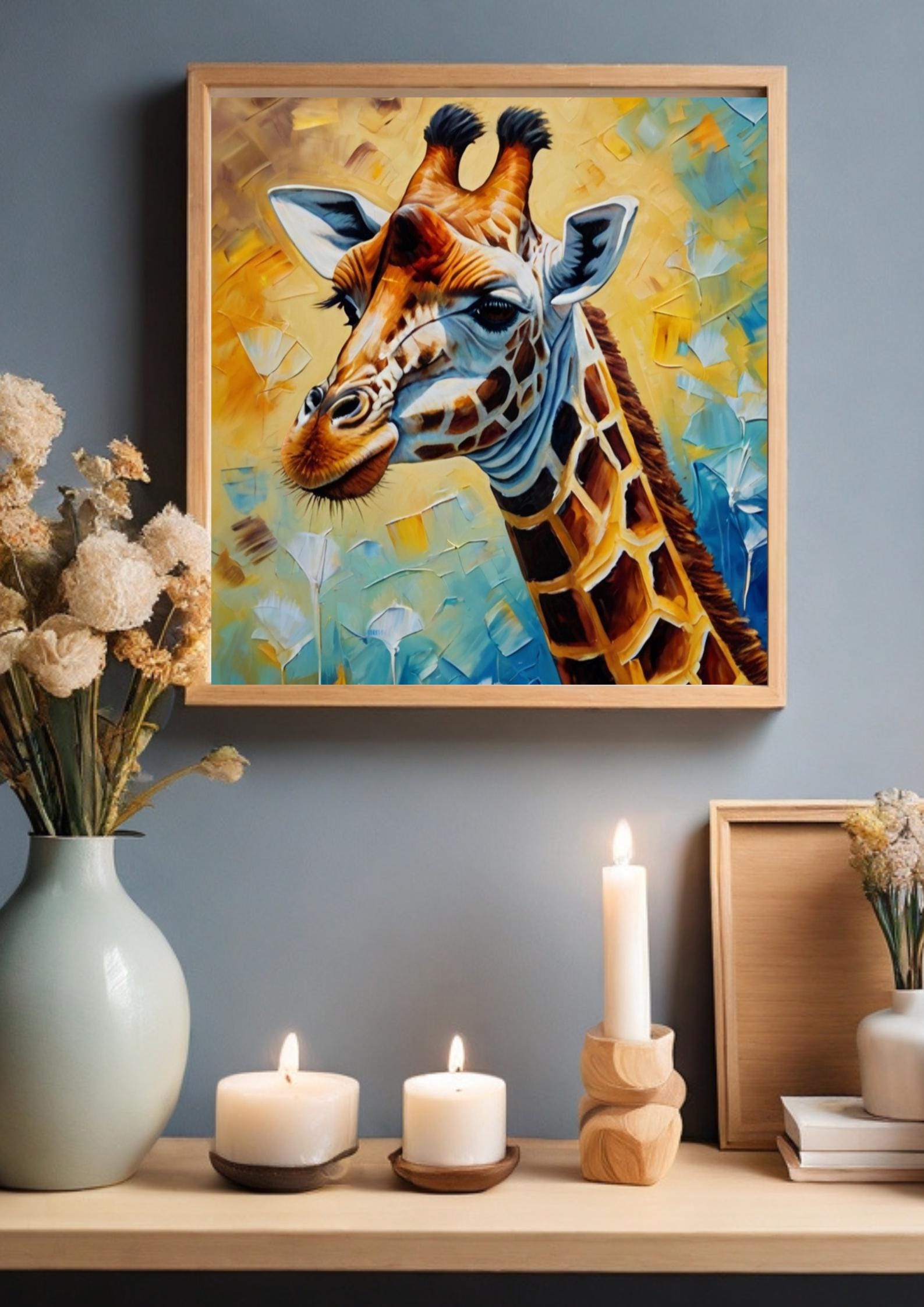 Vibrant Giraffe Original Oil Painting African Animals Original Wall Art ...