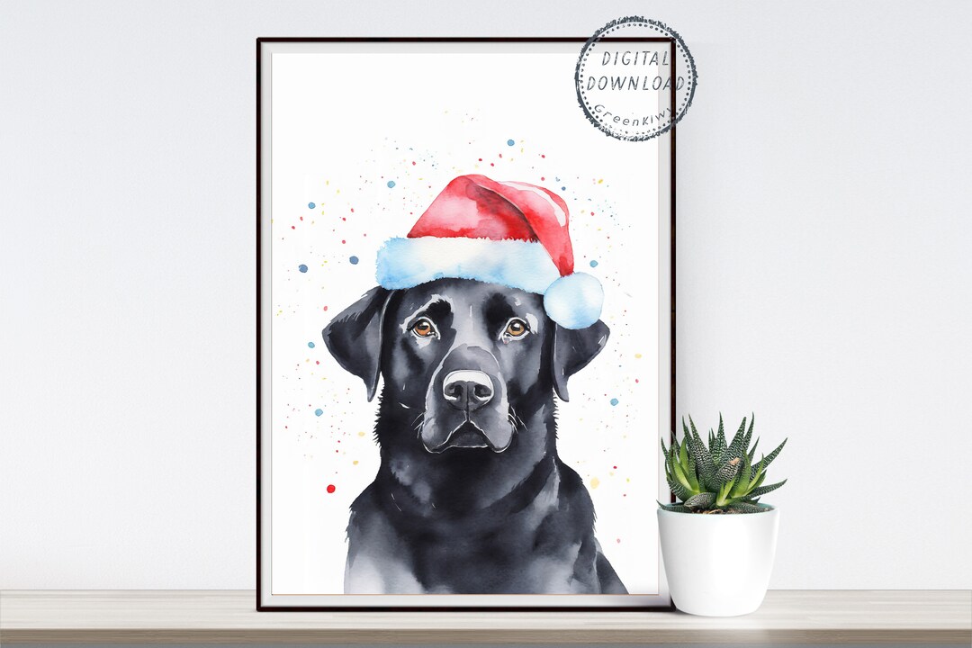 Christmas Black Lab, Digital Download, Labrador Printable Digital Dog ...