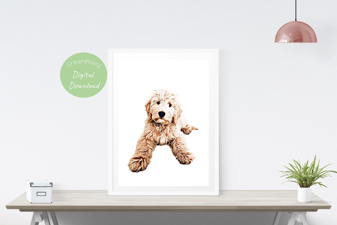 Goldendoodle Dog, Digital Download, Dog Poster, Golden Doodle Animal ...
