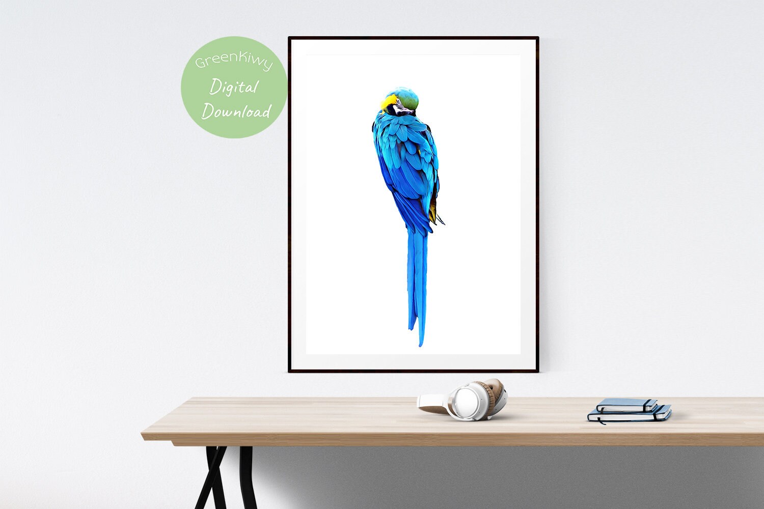 Blue Macaw Printable Poster, Digital Download, Bird Wall Art, Macaw ...