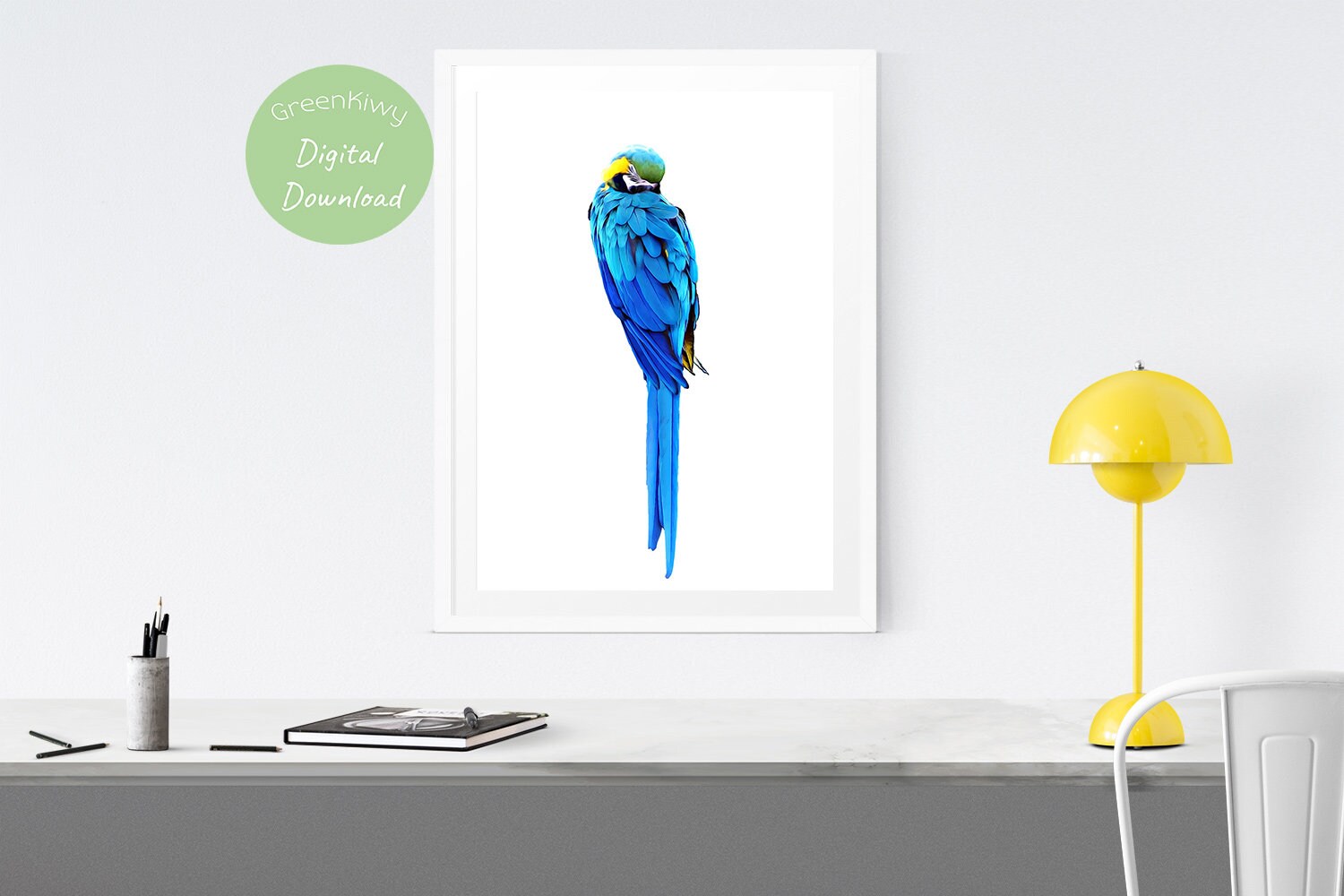 Blue Macaw Printable Poster, Digital Download, Bird Wall Art, Macaw ...