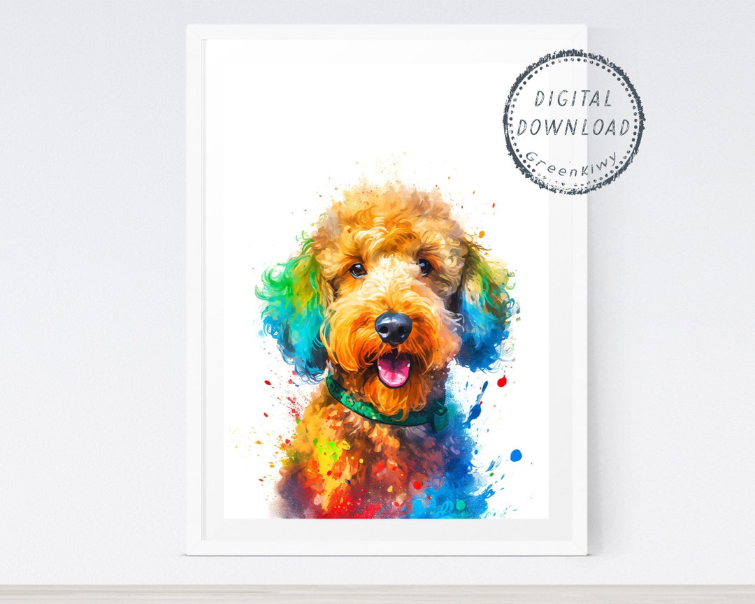 Goldendoodle Dog, Digital Download, Rainbow Dog Poster, Doodle Animal ...