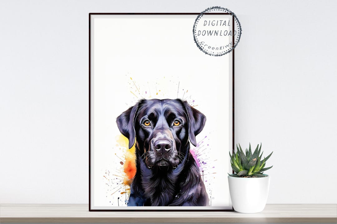 Black Labrador Printable Decor, Digital Download, Black Lab Wall Art ...