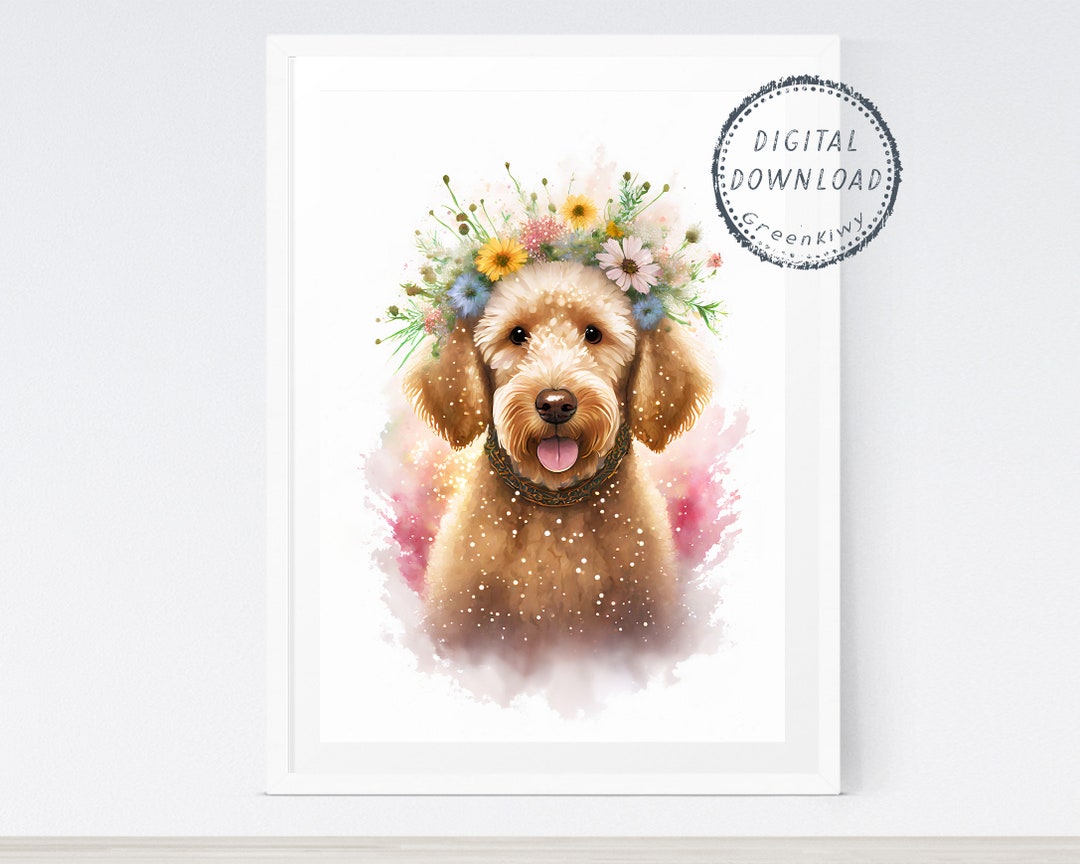 Goldendoodle Dog, Digital Download, Dog Poster, Golden Doodle Animal ...