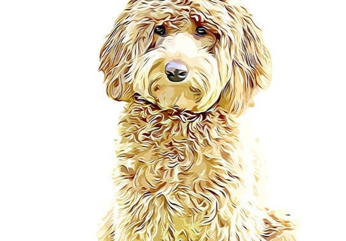 Goldendoodle Dog Digital Download Golden Doodle Animal Art - Etsy