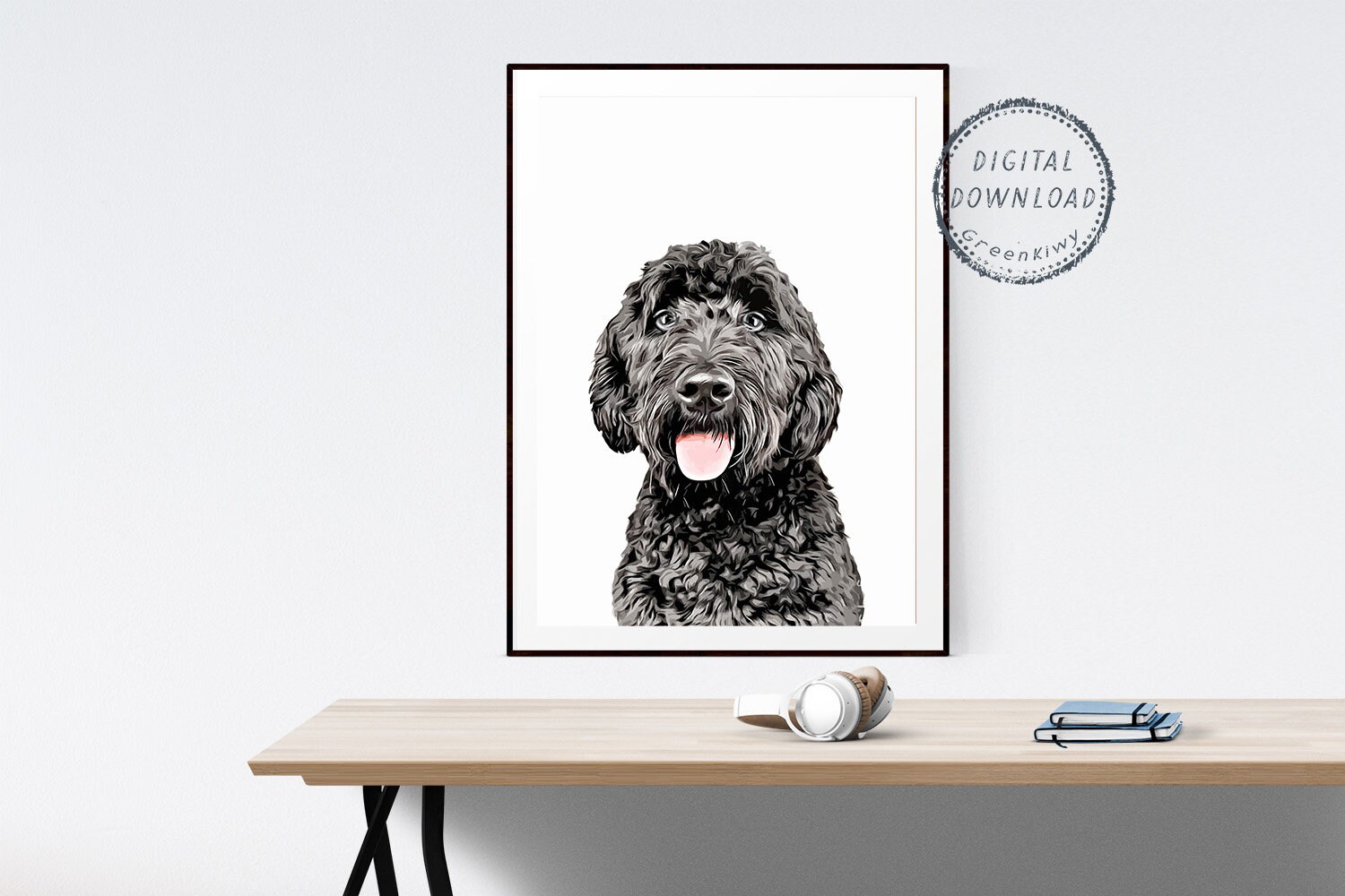 Black Goldendoodle, Digital Download, Printable Digital Dog Art, Home ...