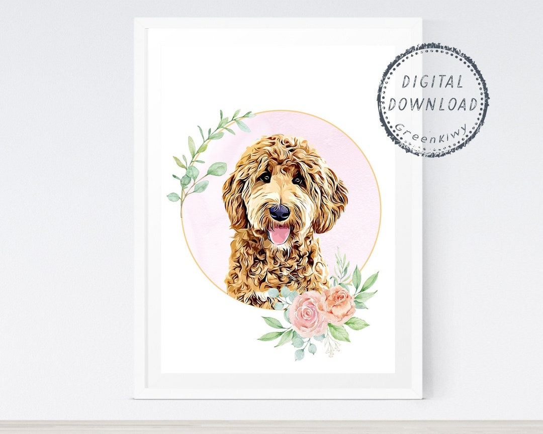 Goldendoodle Dog, Digital Download, Dog Poster, Golden Doodle Animal ...