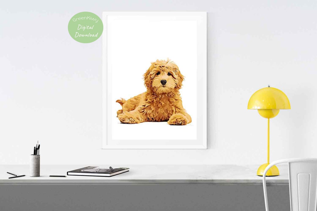 Goldendoodle Dog, Digital Download, Golden Doodle Animal Art, Printable ...