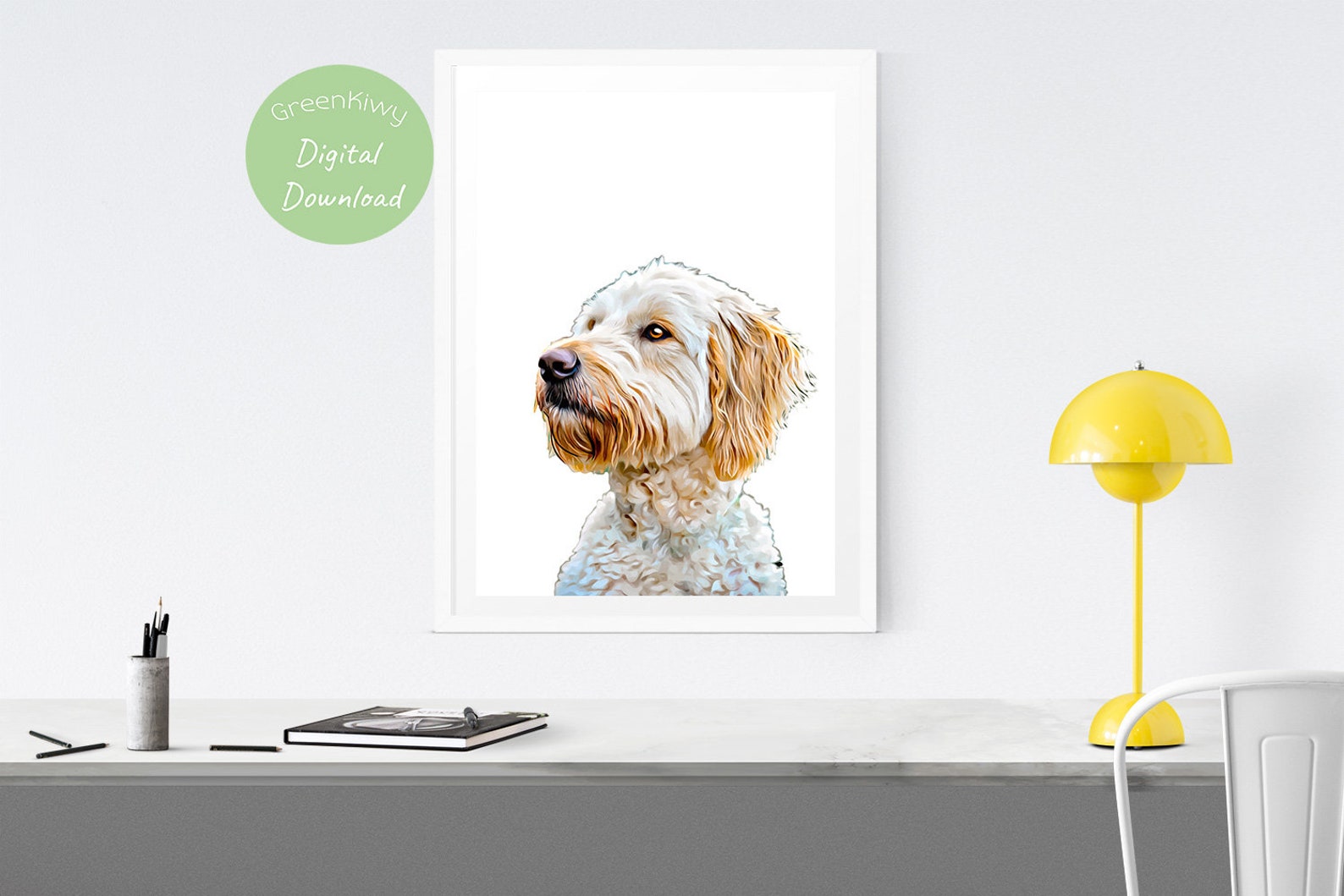 Goldendoodle Portrait, Printable Wall Art, Digital Download, Dog Poster ...
