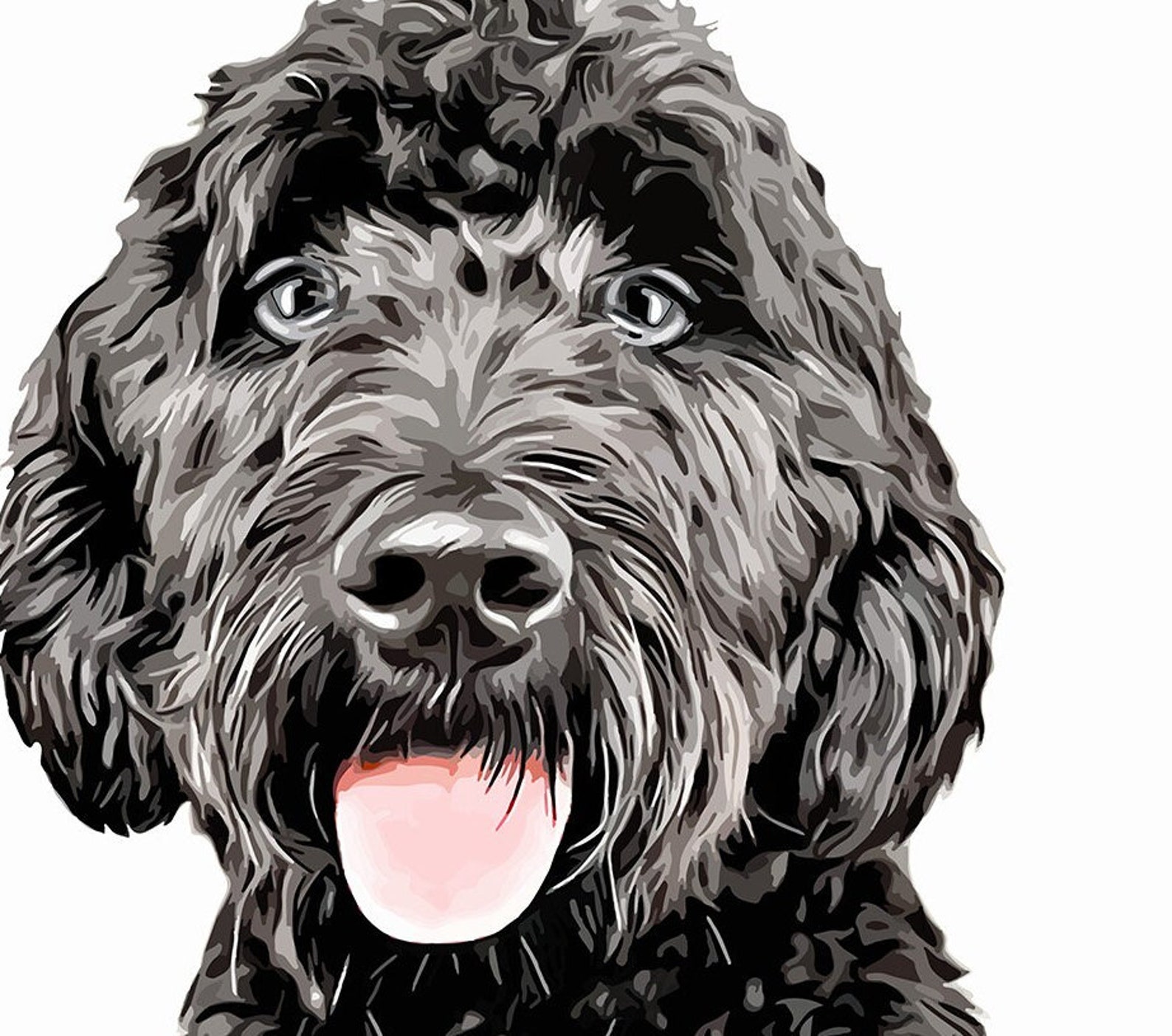 Black Goldendoodle, Digital Download, Printable Digital Dog Art, Home ...