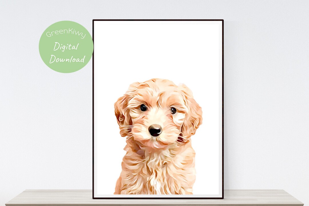Goldendoodle Puppy, Digital Download, Dog Poster, Golden Doodle Animal ...