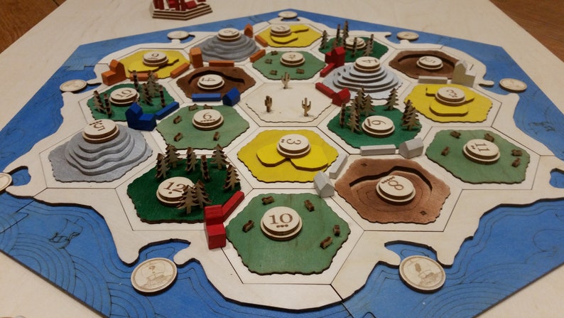 Settlers of Catan Board wooden 3d board 3-4 Player and 5-6 | Etsy