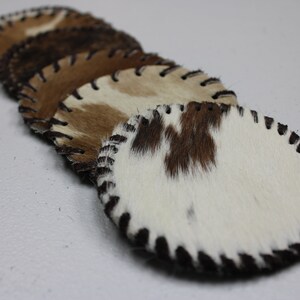 Cowhide Coaster Assorted - Size (4.5 Inches) - Genuine Solid Cowhide ...