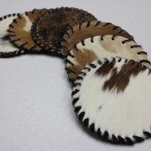 Cowhide Coaster Assorted - Size (4.5 Inches) - Genuine Solid Cowhide ...