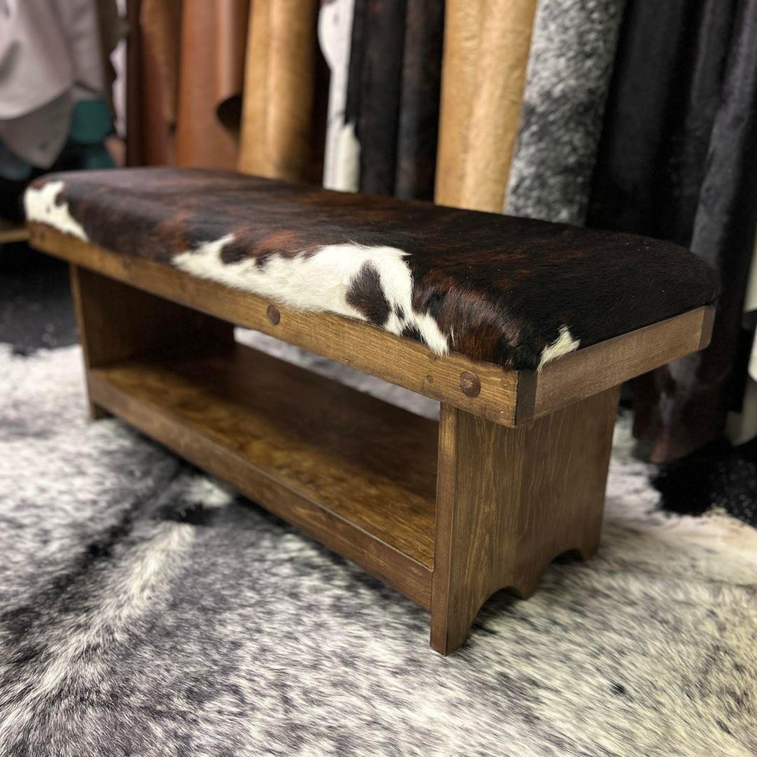 Cowhide Bench Brindle - Made of Pine Wood / Sizes Available: 4 Foot ...