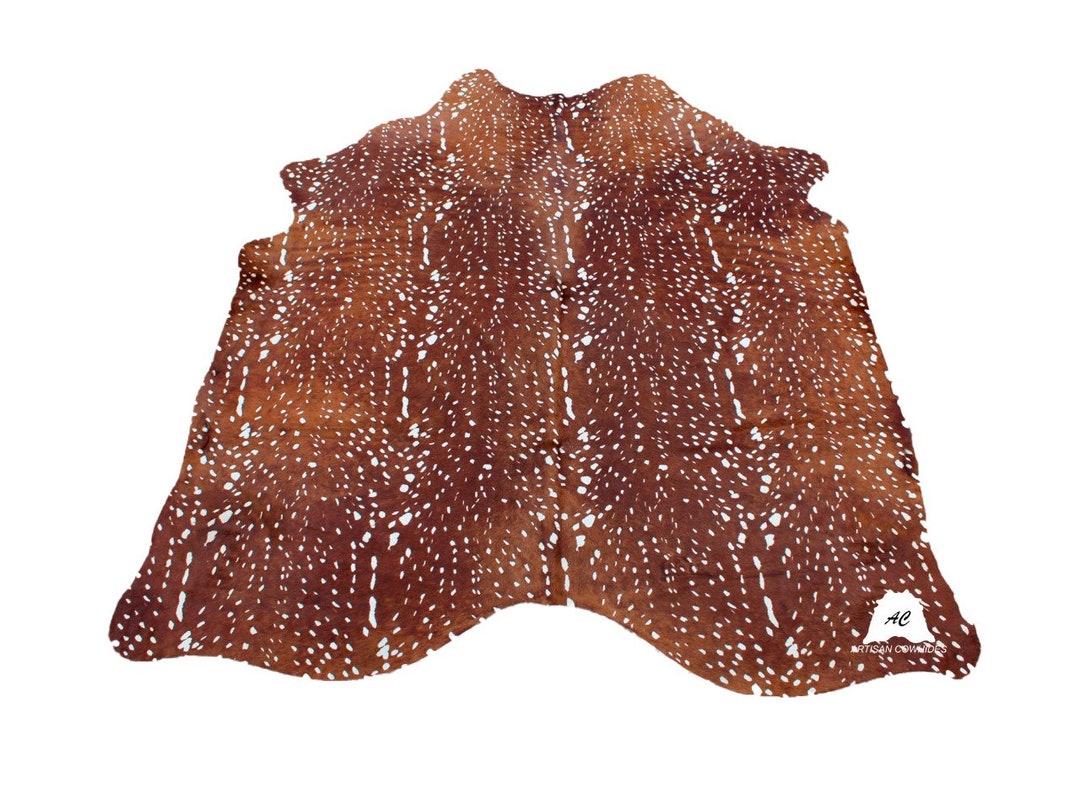 Axis Deer on Caramel Cowhide Size: XL 7'5x6' Ft Premium Cowhide Rug - Etsy