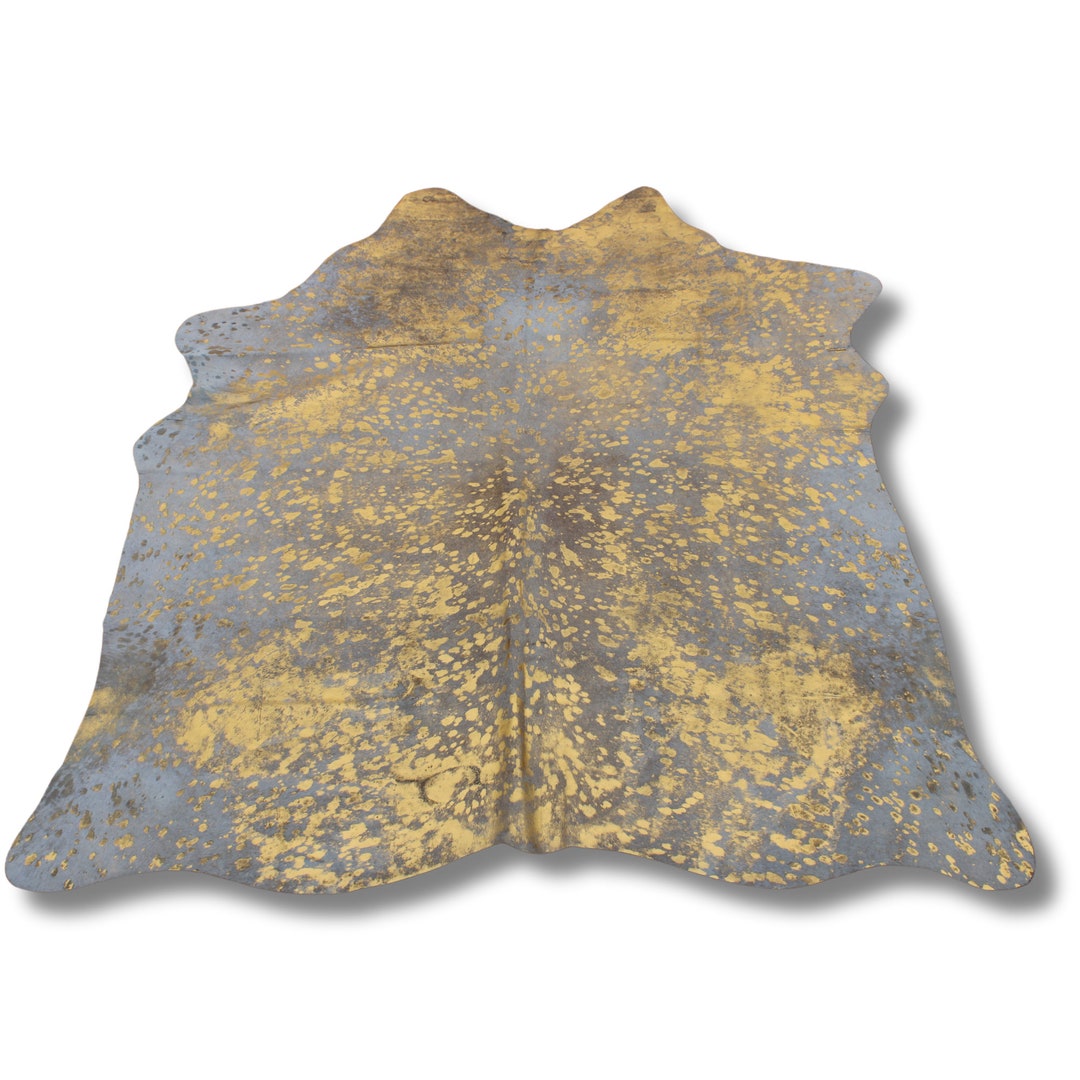 Gold Acid Washed on White COWHIDE XL 7 X 7 Ft Premium Cowhide Rug - Etsy