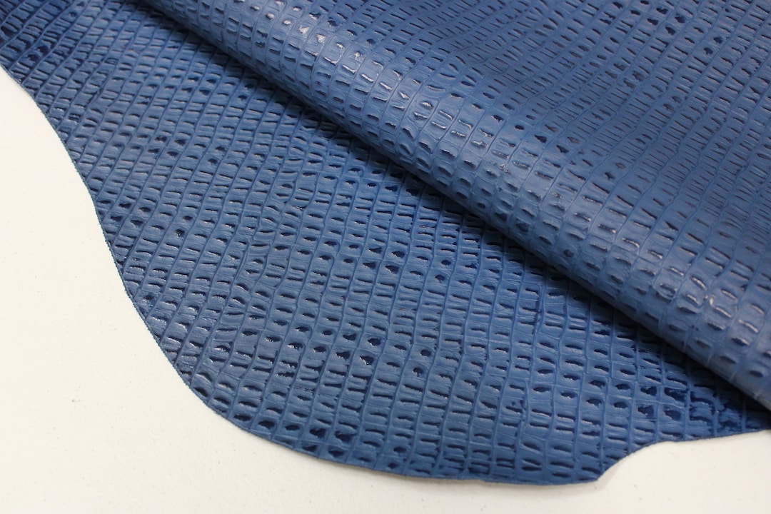 Royal Blue CAIMAN EMBOSSED LEATHER: Genuine Leather 2.5-3 Oz. - Leather ...