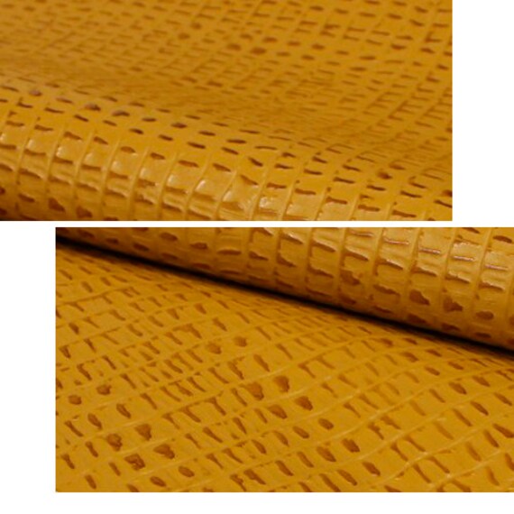 Embossed Leather Yellow Mustard Caiman Cowhide LEATHER PRE CUT - Etsy
